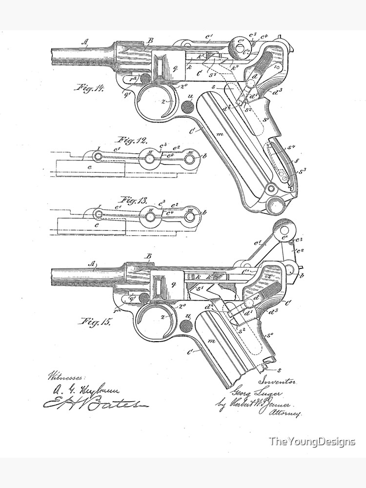 "Gun Vintage Patent Drawing" Poster by TheYoungDesigns | Redbubble