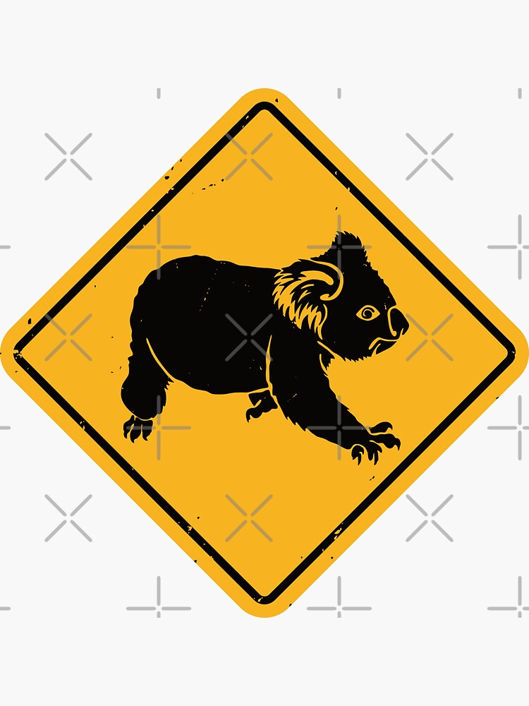 "Watch out for Koalas - Koala Warning Road Sign" Sticker for Sale by ...