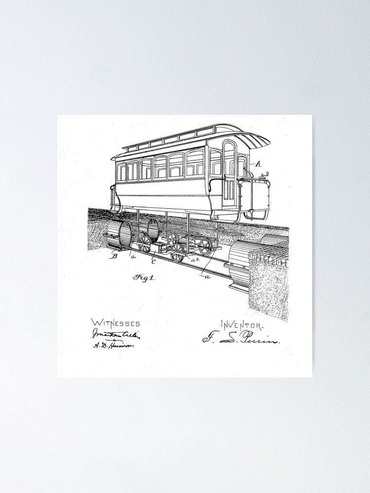 "Railroad Cart Vintage Patent Drawing" Poster for Sale by ...