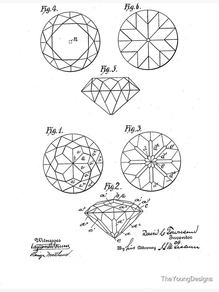 "Diamond Cut Design Vintage Patent Drawing" Poster by TheYoungDesigns ...