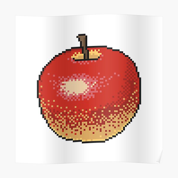 "Red apple pixel art on white background" Poster by KatyaVitchenko ...