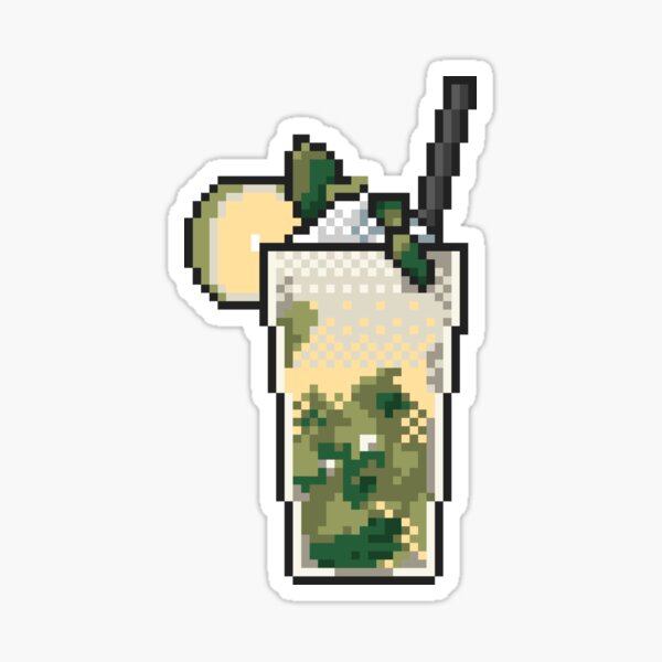 "Refreshing icy lemonade with mint, lemon and ice pixel art on white ...
