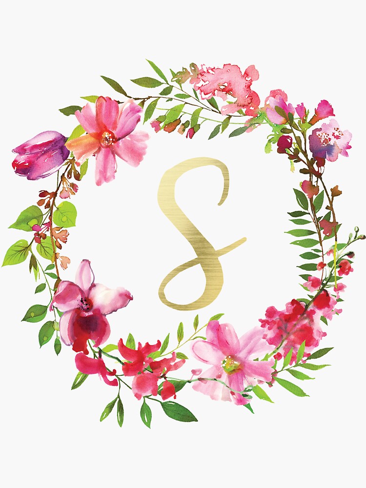 "Floral Monogram S" Sticker by MaPetiteFleur | Redbubble