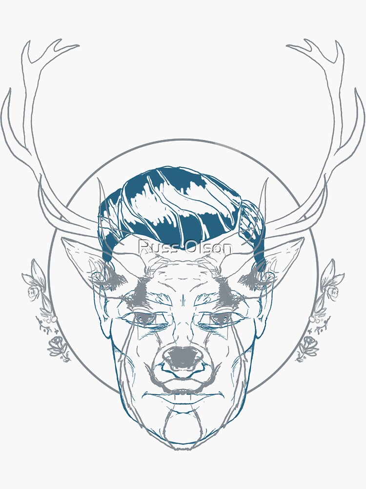 "Buck Face" Sticker by Russtache108 | Redbubble