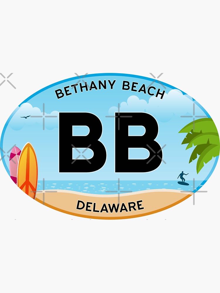 "BB, Bethany Beach, Delaware" Sticker by ovalbeach | Redbubble