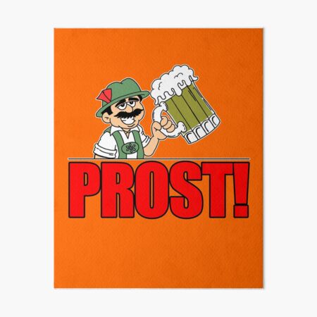 "Prost German Cartoon Man With Lederhosen Holding A Beer" Art Board ...