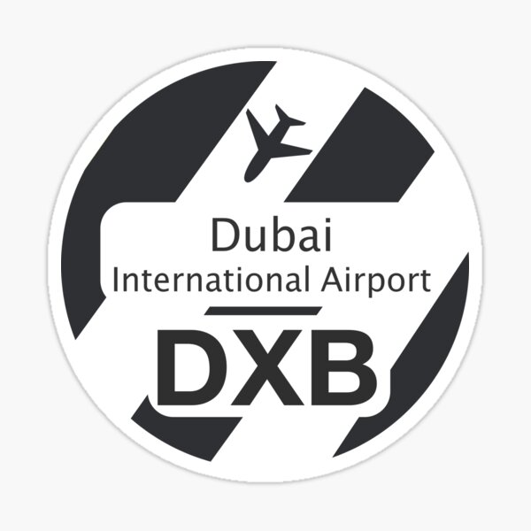 "DXB, Dubai, black design, round." Sticker by Aviators | Redbubble