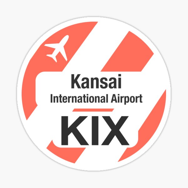 "KIX, Kansai, Airport in Tajiri, Japan, Coral, design." Sticker for ...