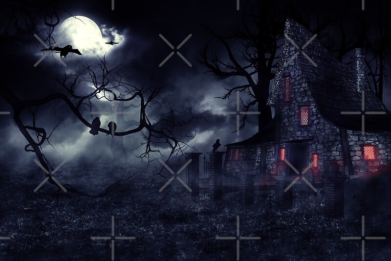 "Haunted House and crows" by AnnArtshock | Redbubble