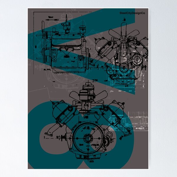 "V8 Blueprint Artwork" Poster for Sale by SteelCityDC | Redbubble