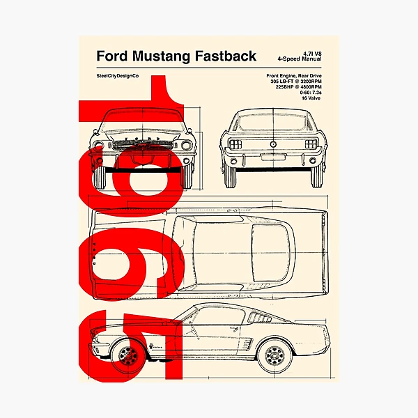 Ford Mustang 1967 Fastback Blueprints