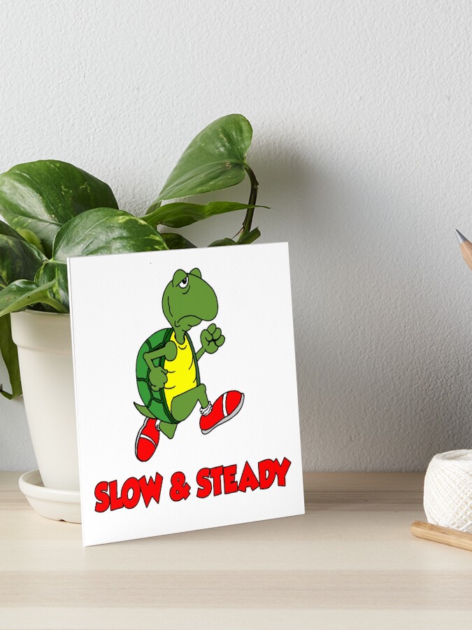 "Slow And Steady Cartoon Running Turtle" Art Board Print for Sale by ...