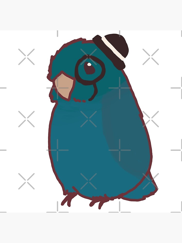 "Blue Monocle and Bowler Hat Bird " Poster by parrotletOvO | Redbubble