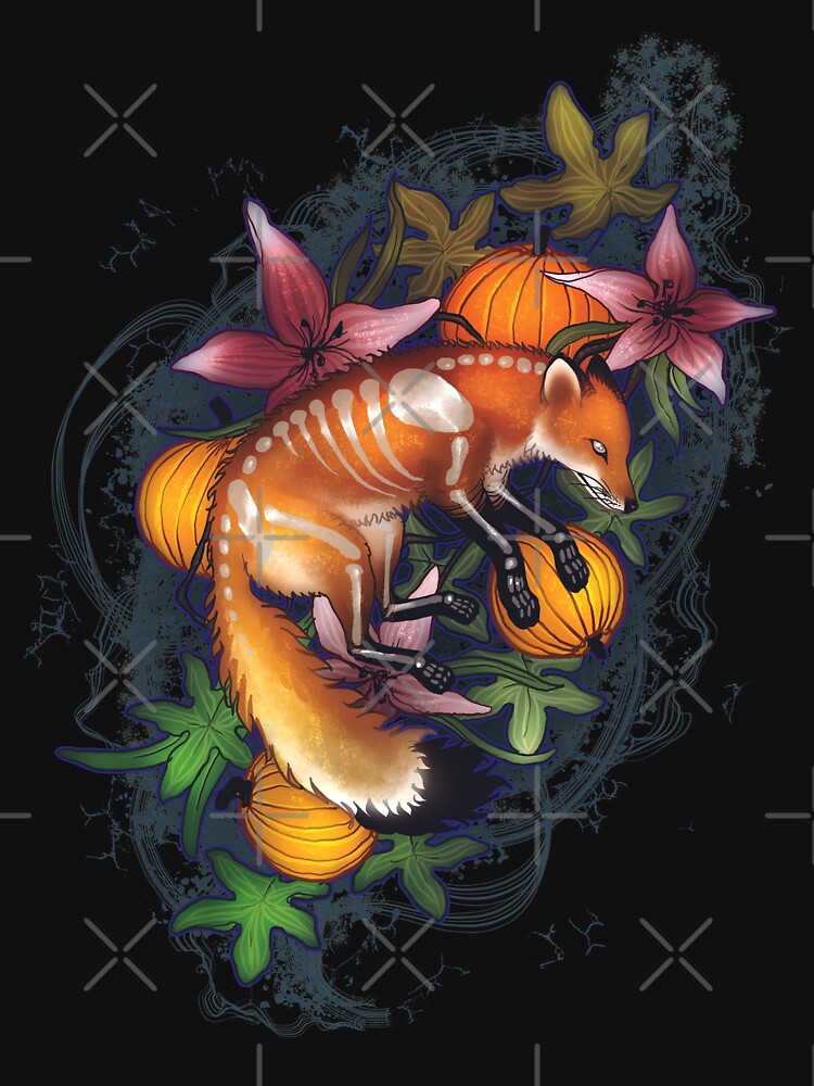 "Incredible Hand-Drawn Halloween Skeleton Fox" T-shirt by Poporigins ...