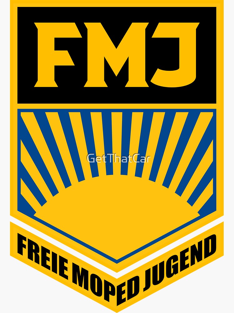 "FMJ - Free Moped Youth Logo" Sticker for Sale by GetThatCar | Redbubble