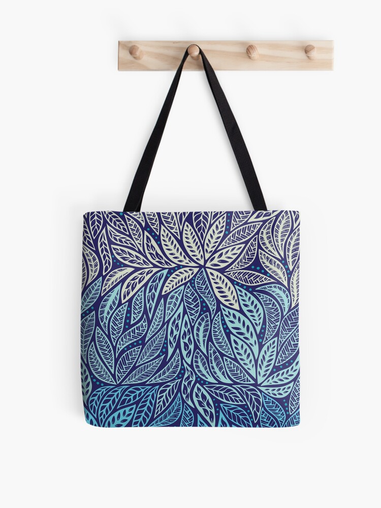"Polynesian Tribal Tattoo Shades Of Blue Floral Design " Tote Bag for ...