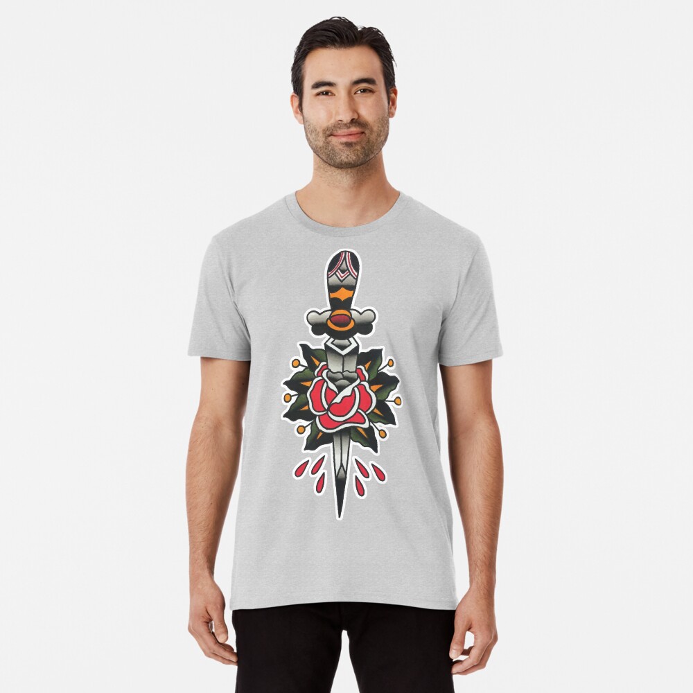 "Traditional Dagger & Rose Tattoo Design" Sticker for Sale by FOREVER ...