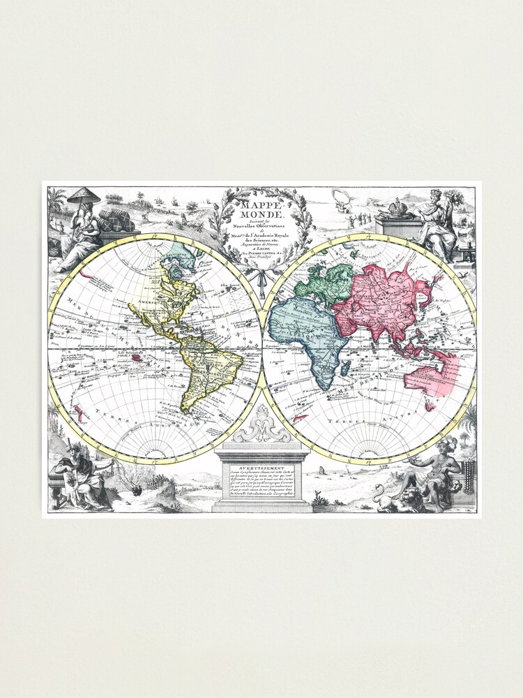 "World map wall art 1714 dorm decor mappemonde Art Print" Photographic ...