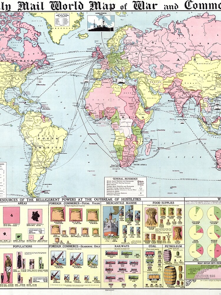 "World map wall art 1934 dorm decor mappemonde daily mail world map Art ...