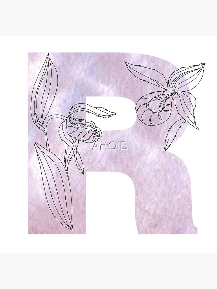 Póster «Letra R- orquídeas delicadas, acuarela lila y gráficos» de ...