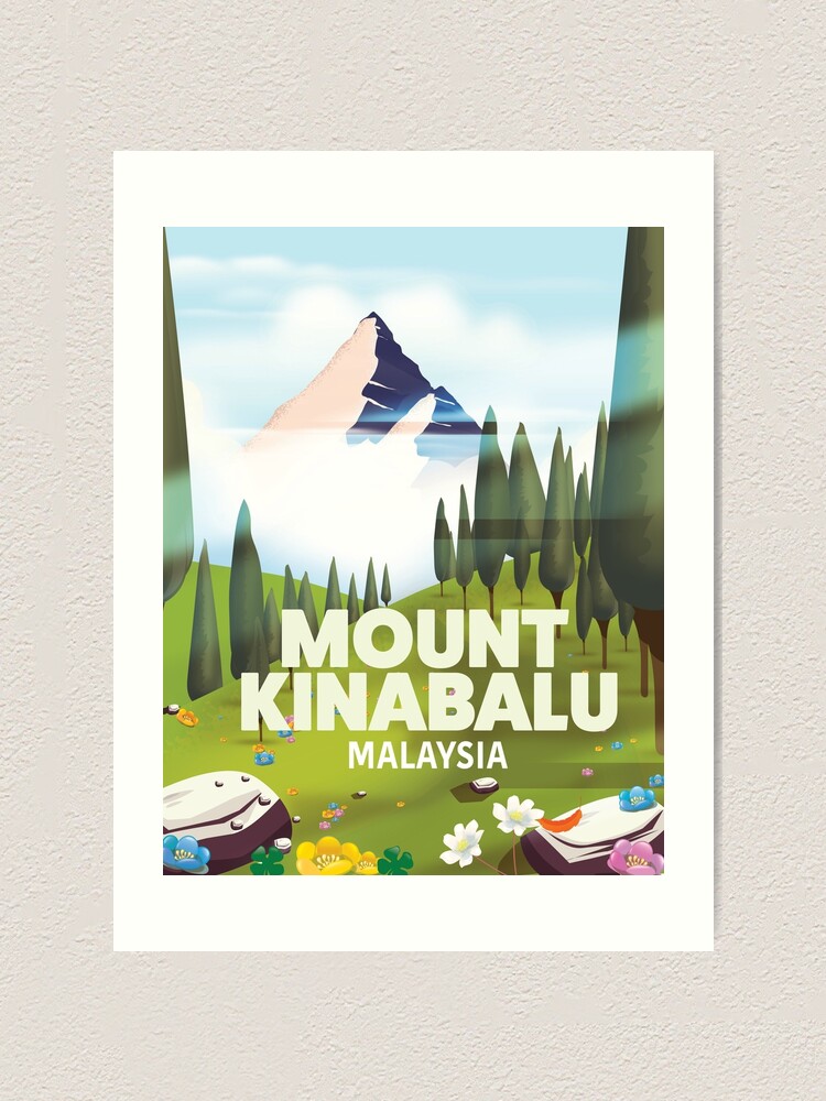 "Mount Kinabalu Malaysia" Art Print by vectorwebstore | Redbubble