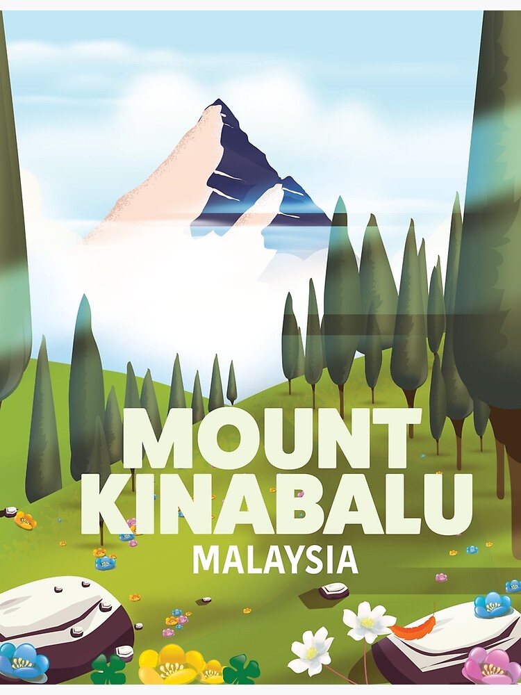 "Mount Kinabalu Malaysia" Art Print by vectorwebstore | Redbubble