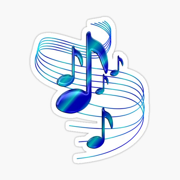 "Blue Flowing Music Notes" Sticker for Sale by CoolDoodles | Redbubble