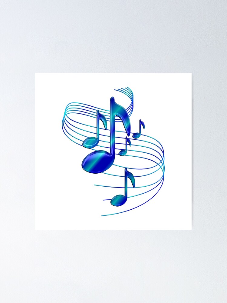 "Blue Flowing Music Notes" Poster for Sale by CoolDoodles | Redbubble