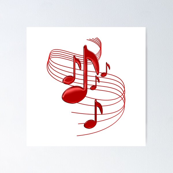 "Red Flowing Music Notes" Poster for Sale by CoolDoodles | Redbubble