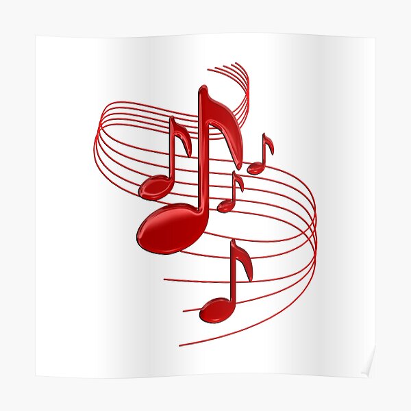 "Red Flowing Music Notes" Poster for Sale by CoolDoodles | Redbubble