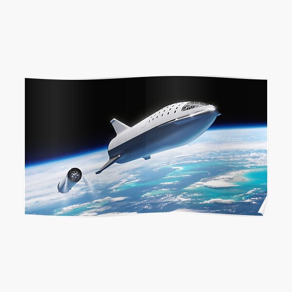 "SpaceX BFR at Stage Separation" Poster for Sale by bobbooo | Redbubble