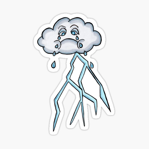 "Sad Thunder Lightning Cloud" Sticker for Sale by LadyTaneli | Redbubble