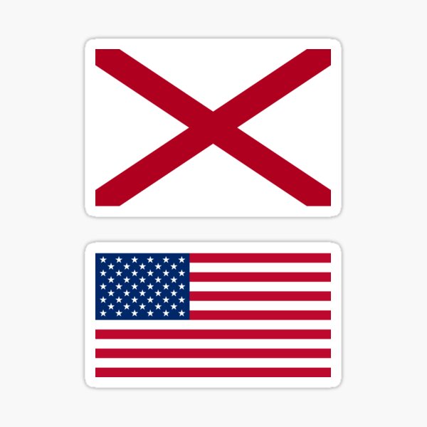 "Alabama AL State Flag + American USA Flag" Sticker for Sale by ...