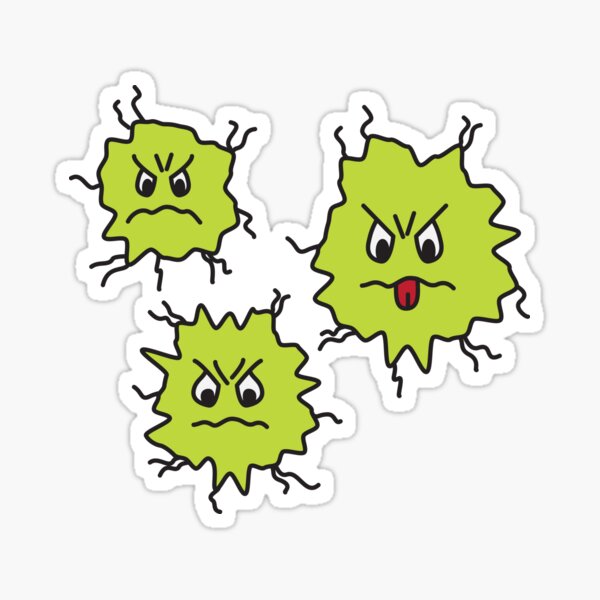 "funny goofy cartoon cranky angry bacteria virus" Sticker by wasootch ...