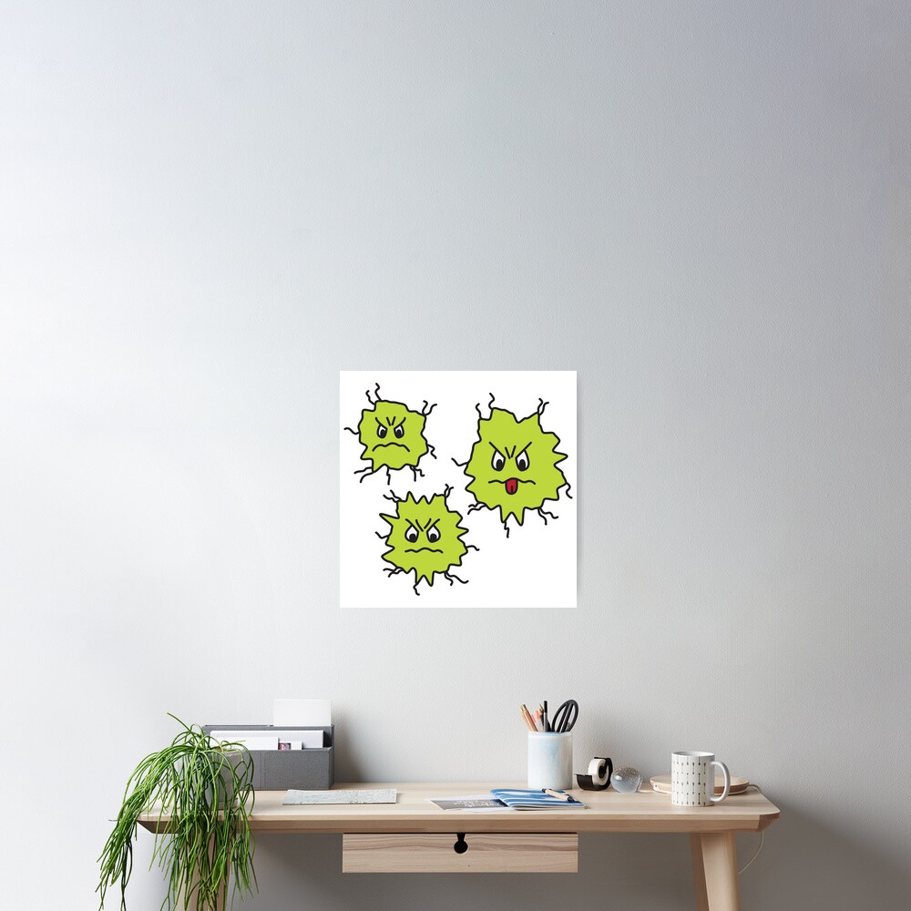 "funny goofy cartoon cranky angry bacteria virus" Poster for Sale by ...