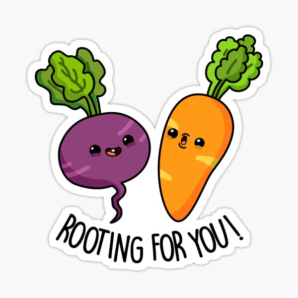 "Rooting For You Vegetable Food Pun" Sticker for Sale by punnybone ...