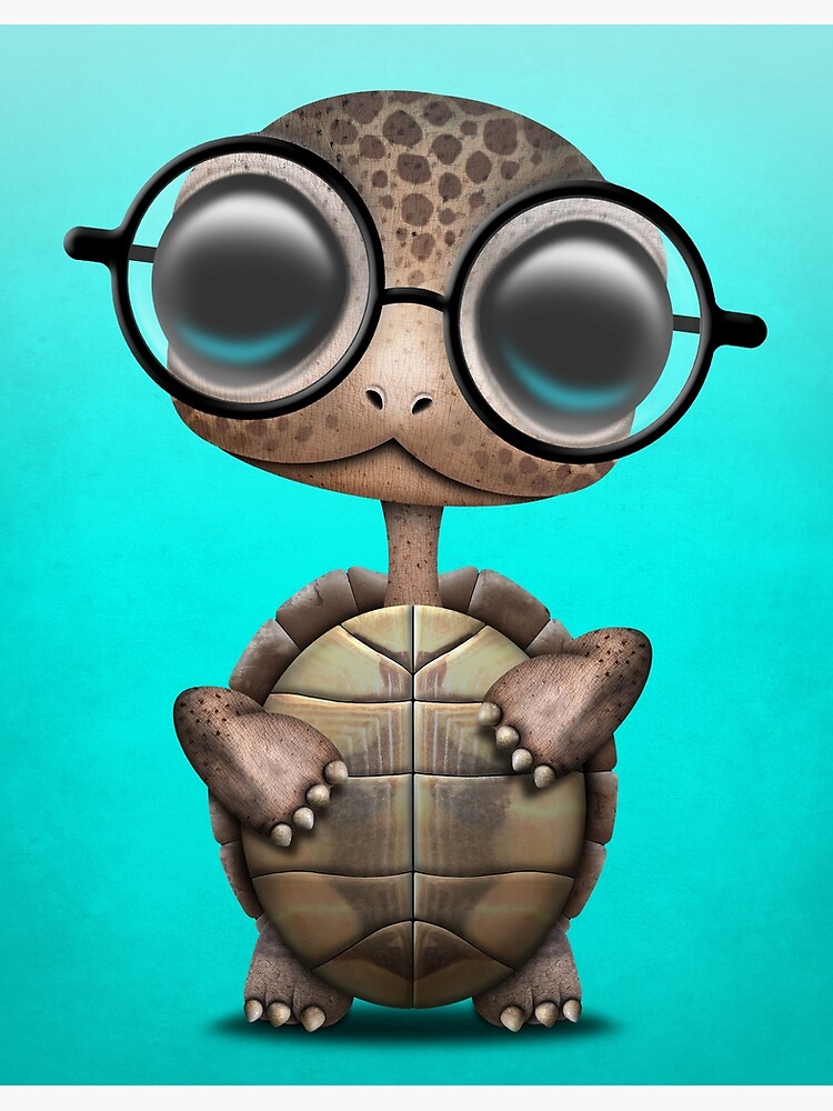 "Cute Nerdy Turtle Wearing Glasses" Art Print by JeffBartels | Redbubble