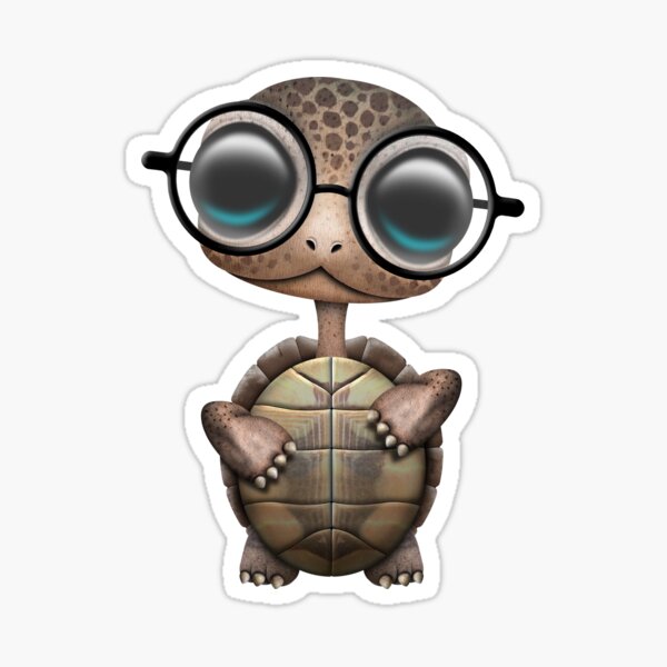"Cute Nerdy Turtle Wearing Glasses" Sticker by JeffBartels | Redbubble