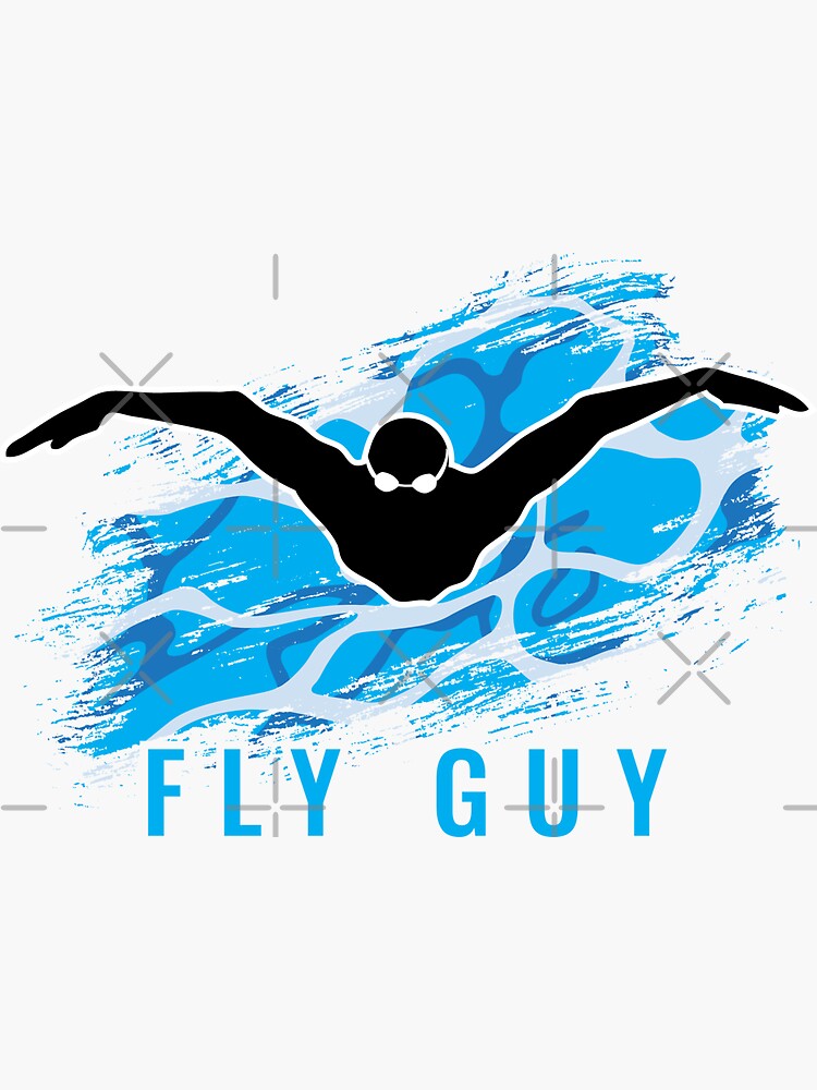 "Swim Pool Fly Guy" Sticker by oberdoofus | Redbubble