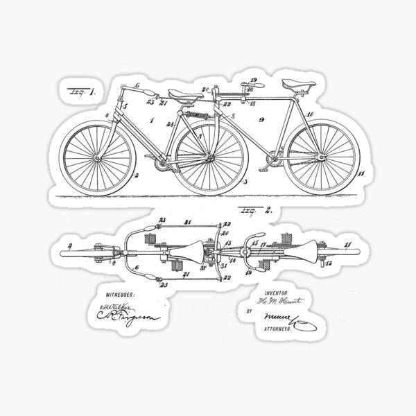 "Bike Vintage Patent Drawing" Sticker for Sale by TheYoungDesigns ...