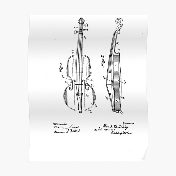 "Violin Vintage Patent Drawing" Poster for Sale by TheYoungDesigns ...