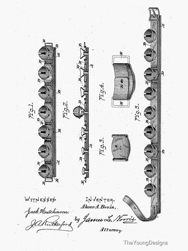 "Musical Instrument Vintage Patent Drawing" Sticker by TheYoungDesigns ...