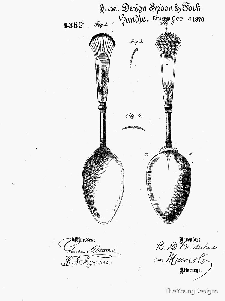 "Spoon Vintage Patent Drawing" Sticker by TheYoungDesigns | Redbubble