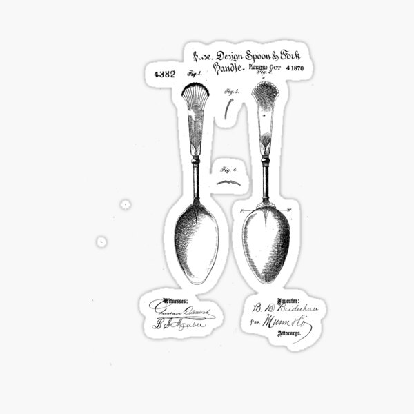 "Spoon Vintage Patent Drawing" Sticker by TheYoungDesigns | Redbubble