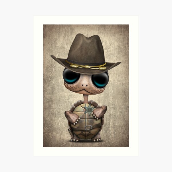 "Cute Baby Turtle Sheriff" Art Print by JeffBartels | Redbubble