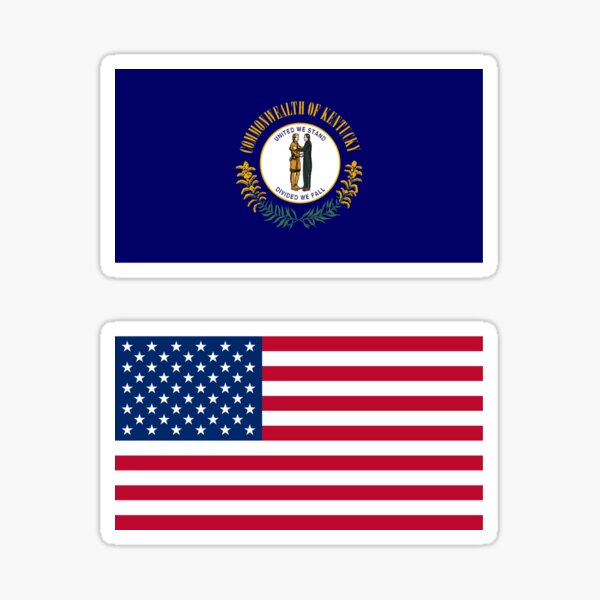 "Kentucky KY State Flag + American USA Flag" Sticker for Sale by ...