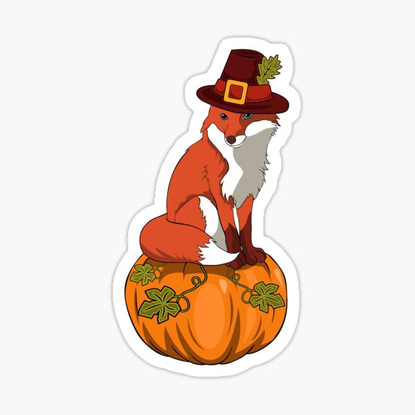 "Cute Happy Thanksgiving Pilgrim Fox" Sticker for Sale by CreativeFit ...
