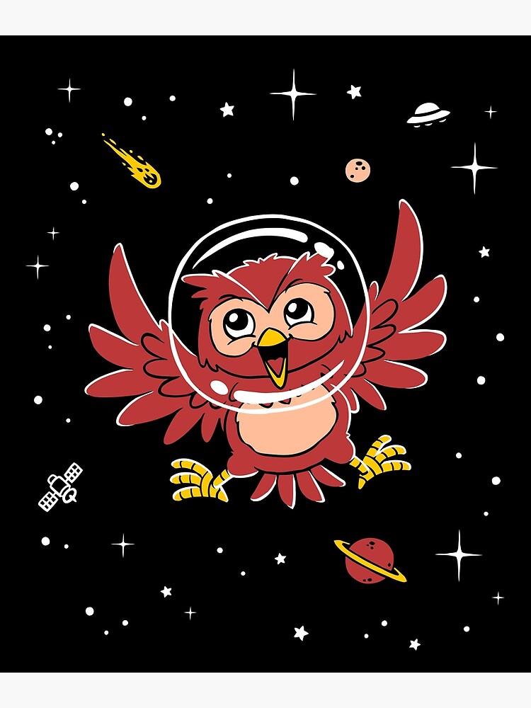 "Owl In Space T-Shirt - Cute Cartoon Bird" Poster by dinosareforever ...