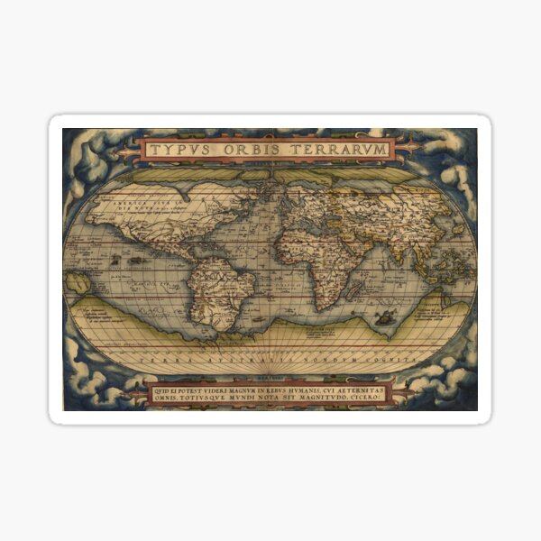 "Ortelius World Map (1564)" Sticker for Sale by ArtHistorical | Redbubble