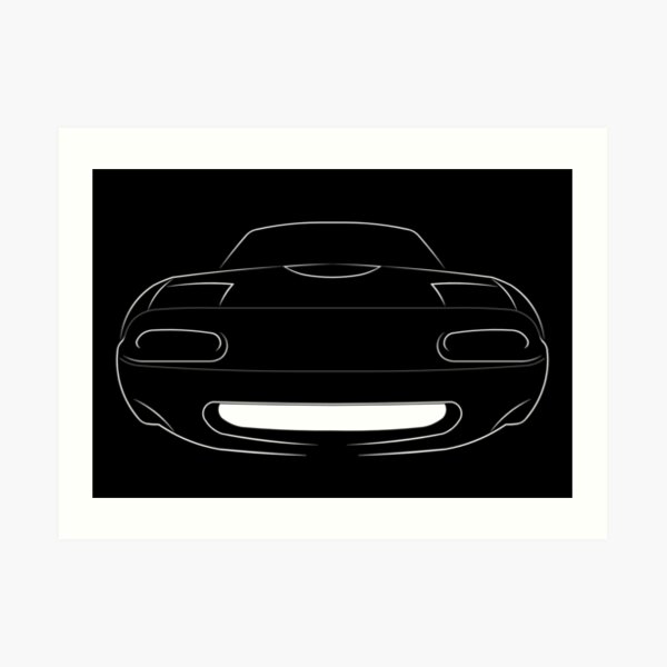 "Mazda Miata MX-5 NA - front stencil, white" Art Print by mal ...
